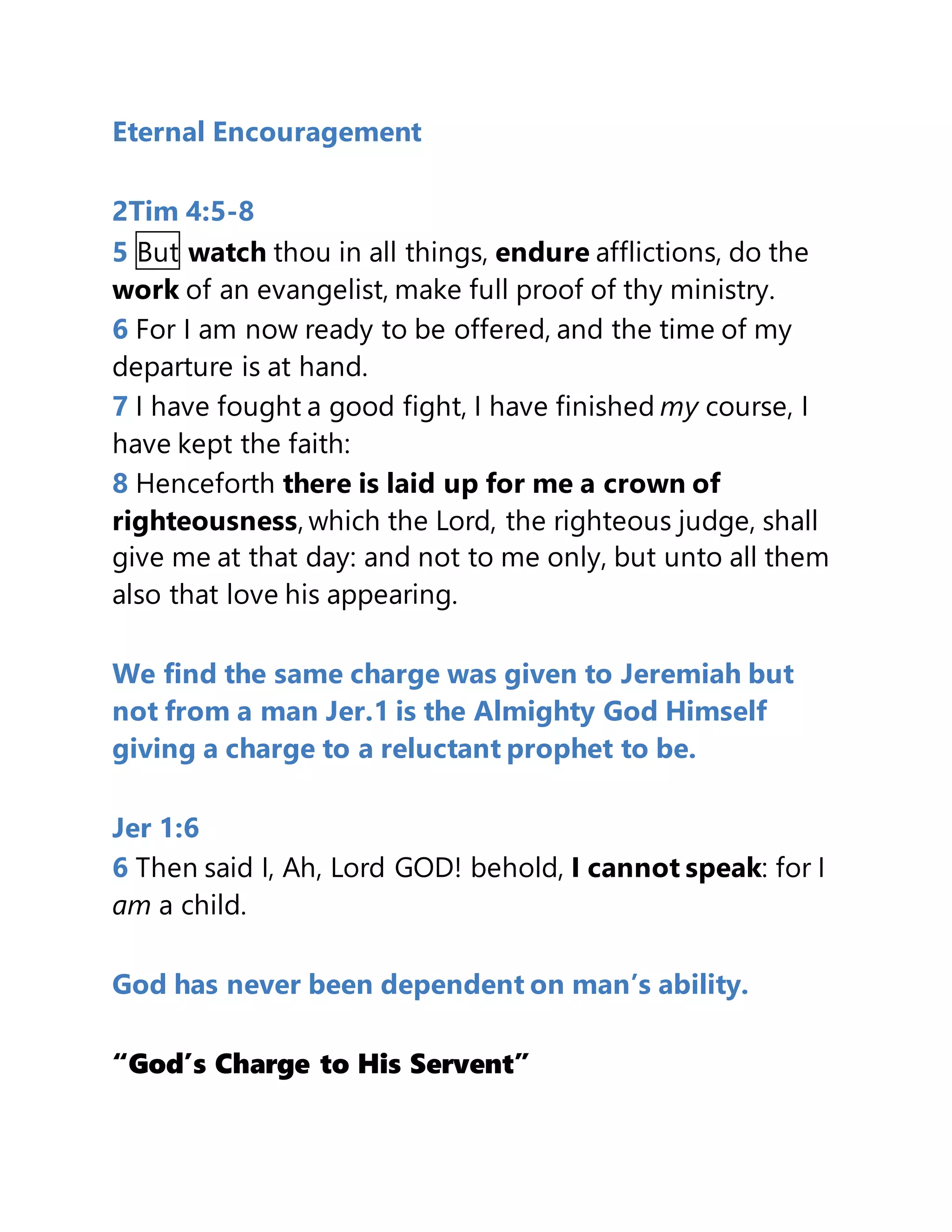 God’s Charge to His Servant | PDF