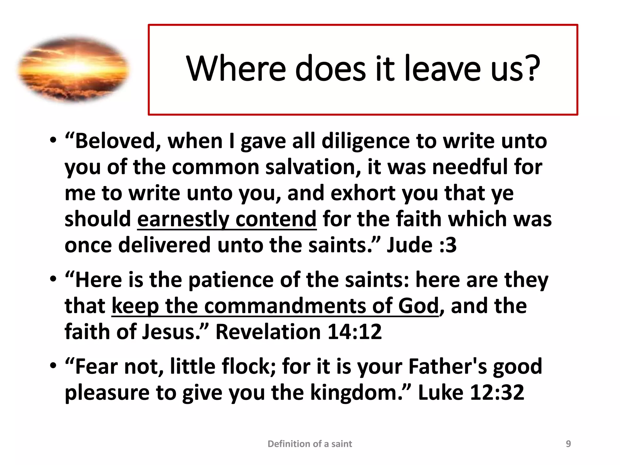 God’s definition of a saint and their future | PPTX | Christianity ...