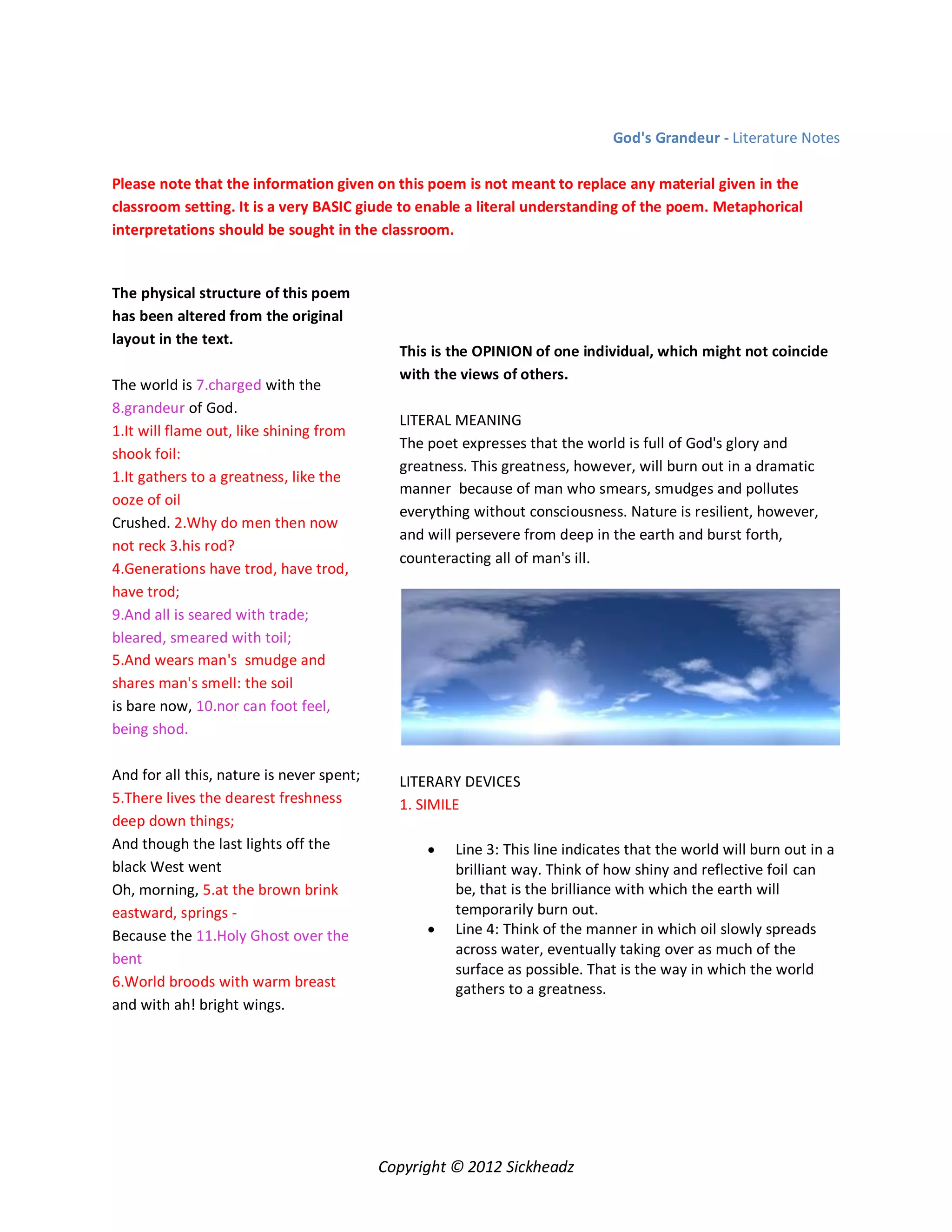 God's grandeur | PDF