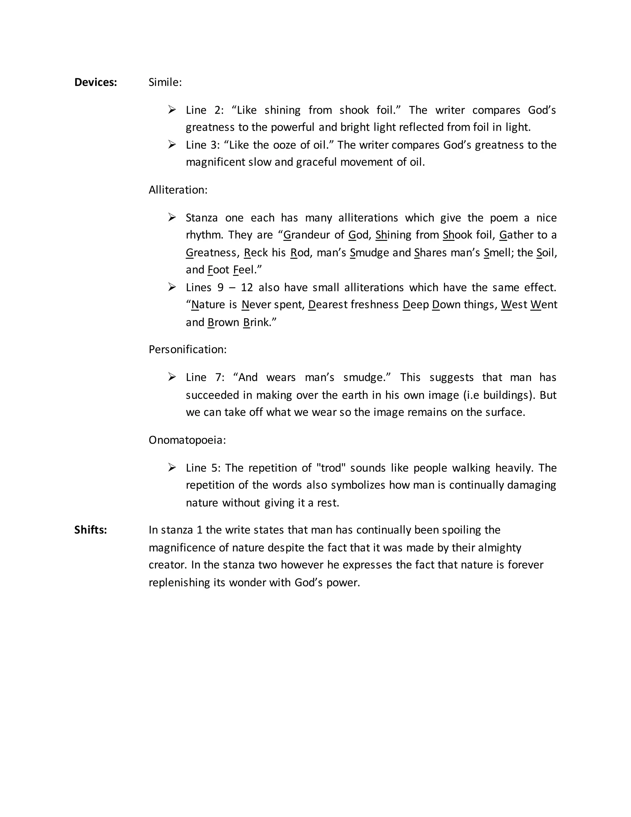 God's Grandeur - Analysis | DOCX