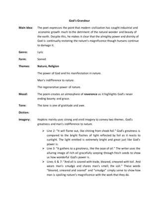 God's Grandeur - Analysis | DOCX
