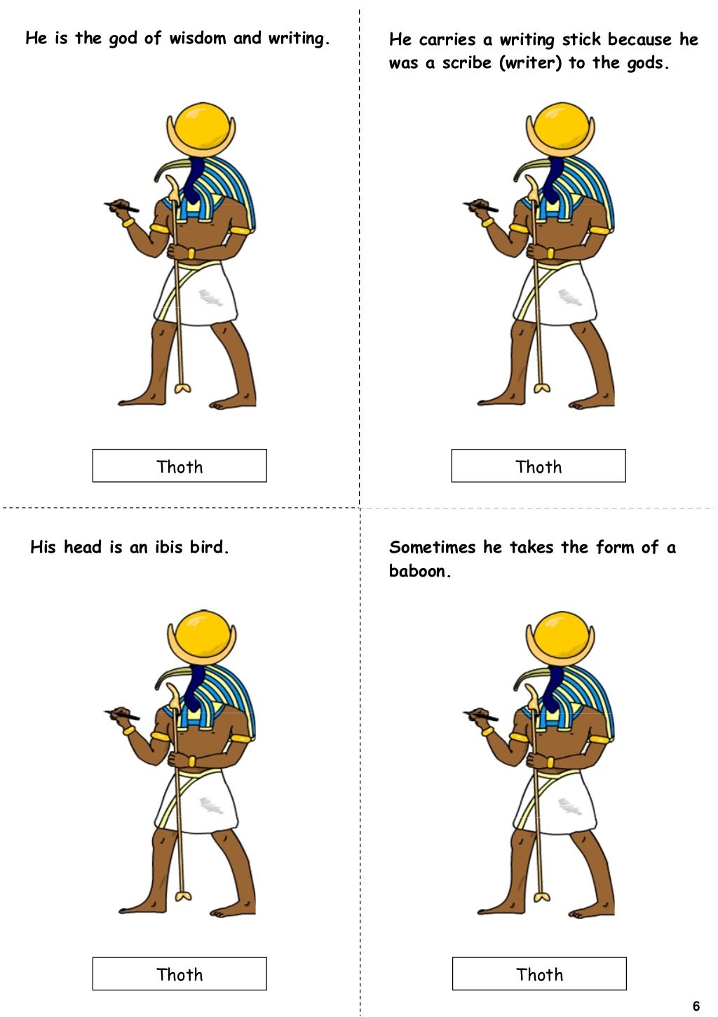 Elementary Worksheet On Ancient Egyptian Gods