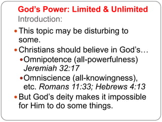 God's power limited & unlimited | PPTX | Christianity | Religion ...