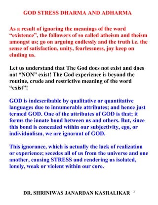 God stress dharma & adharma dr. shriniwas janardan kashalikar | PDF