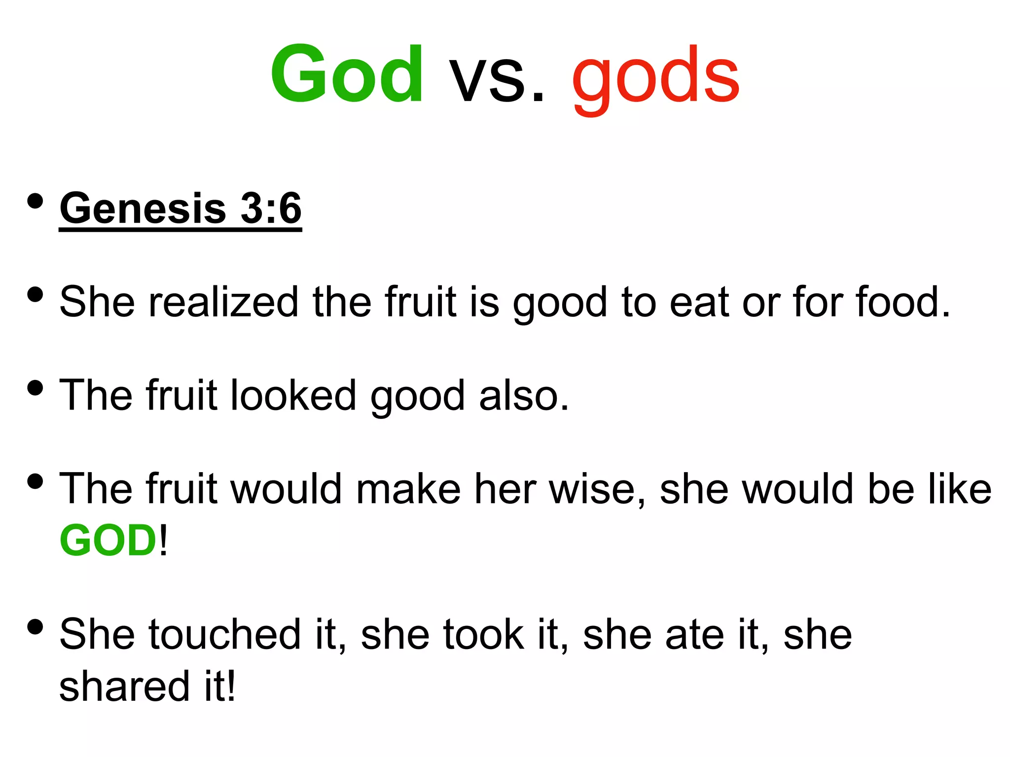 God vs. gods (Genesis 3) | PPT