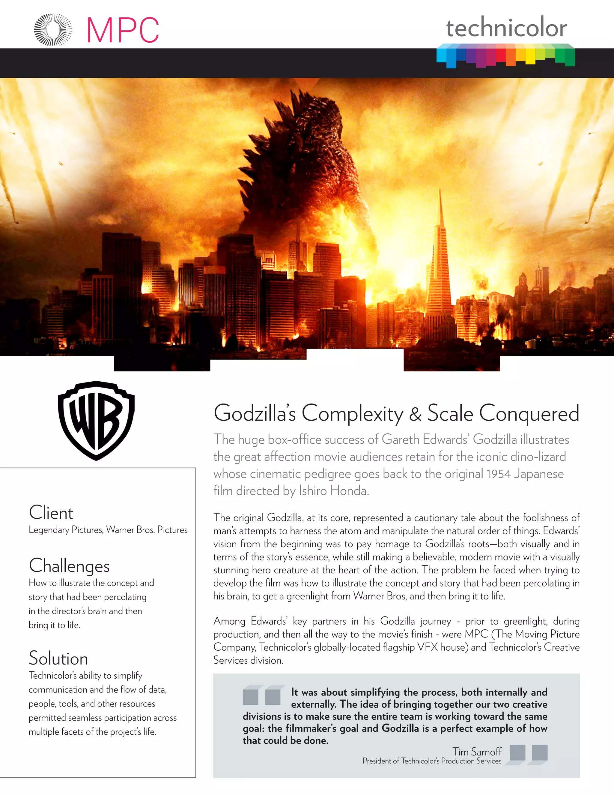 Complexity and scale conquered: the making of Godzilla - Case study ...