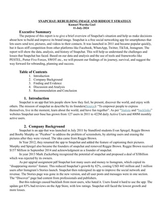 Snapchat Case Study by Kumari Warsha Goel | DOCX