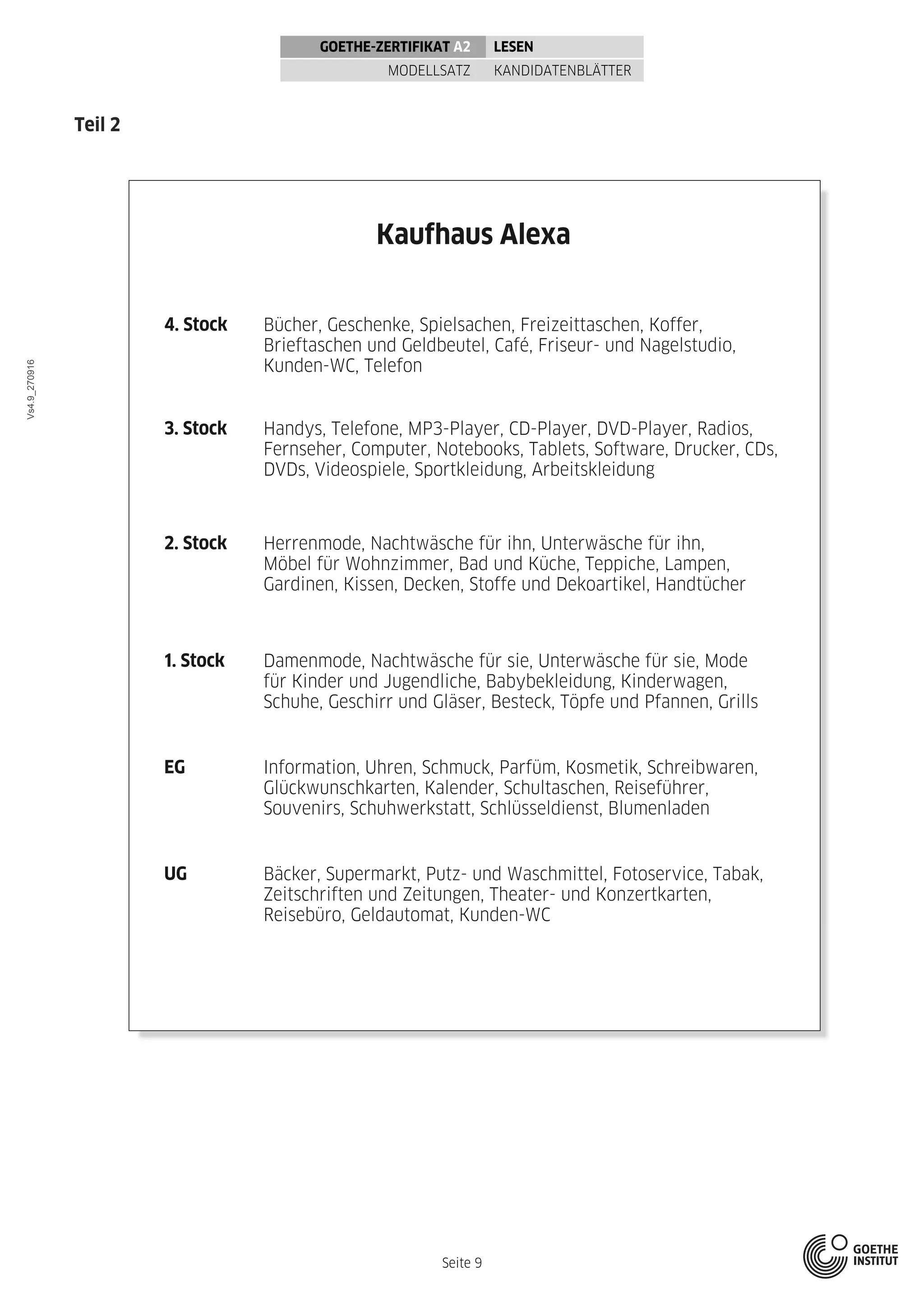 Goethe zertifikat a2-modellsatz_erwachsene | PDF