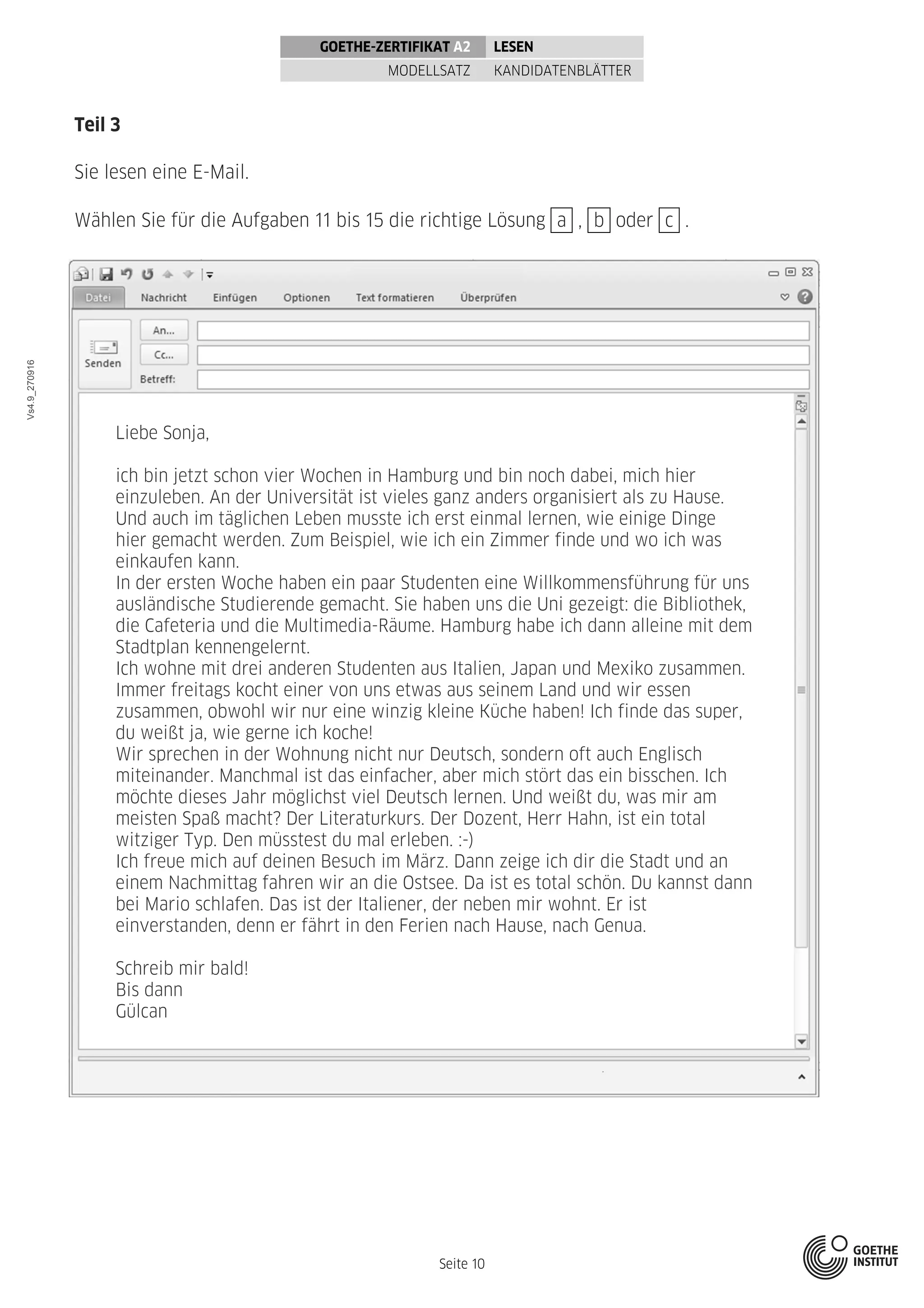 Goethe zertifikat a2-modellsatz_erwachsene | PDF
