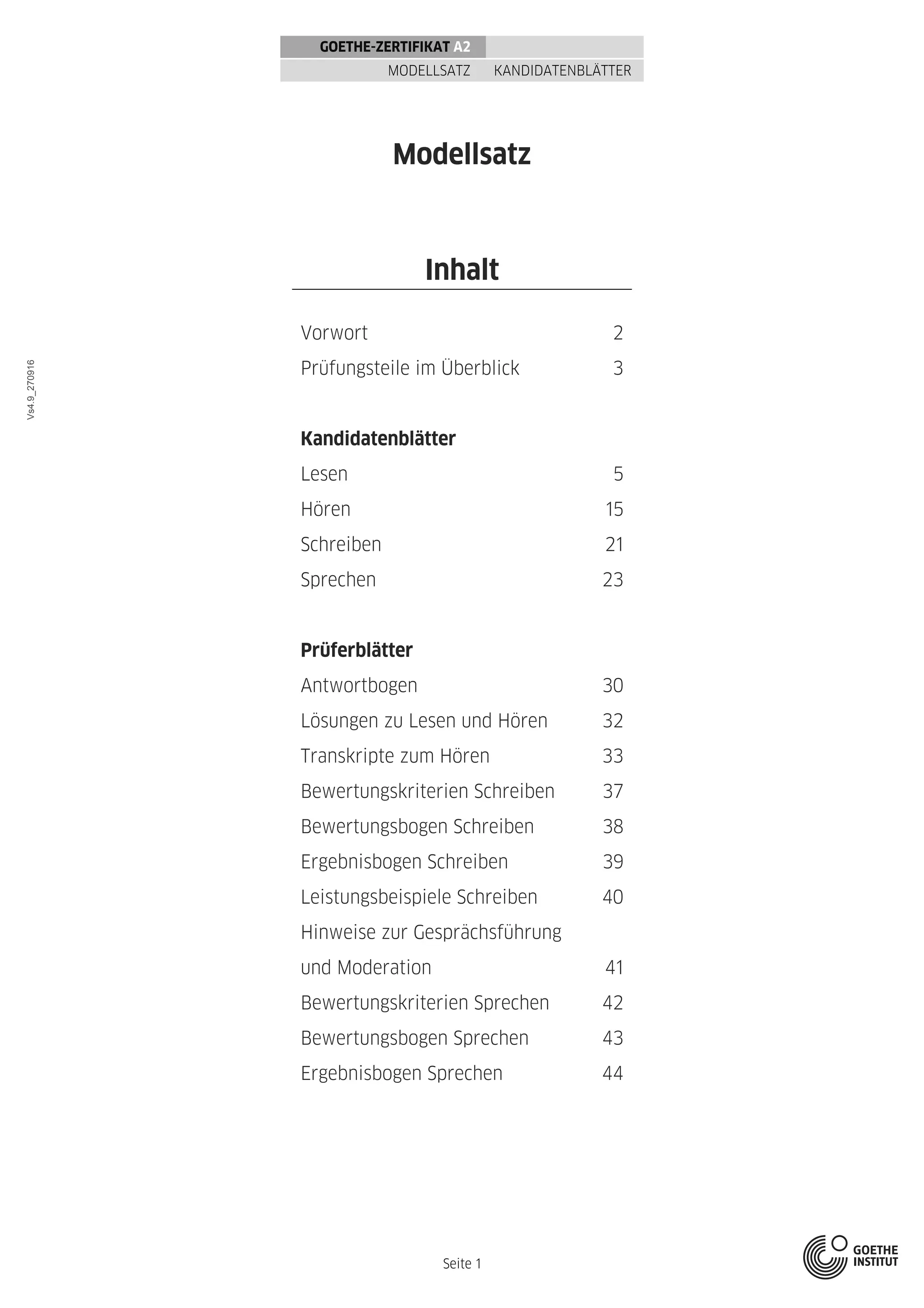 Goethe zertifikat a2-modellsatz_erwachsene | PDF