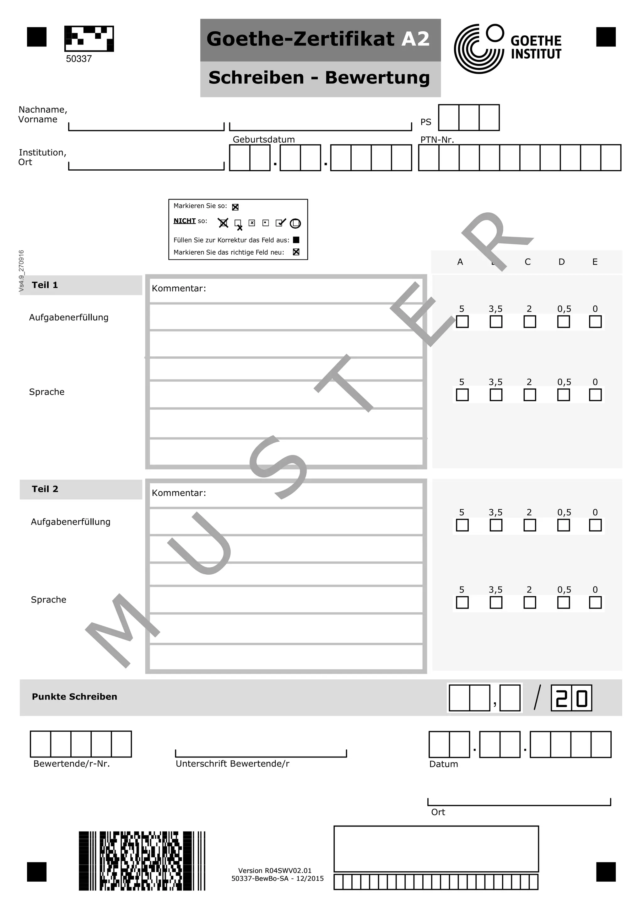 Goethe zertifikat a2-modellsatz_erwachsene | PDF