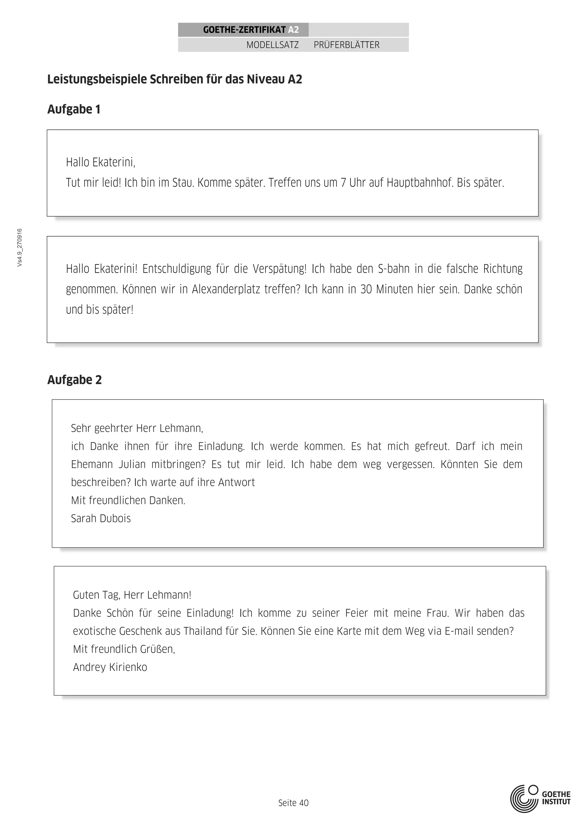 Goethe zertifikat a2-modellsatz_erwachsene | PDF