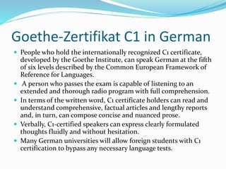 Goethe-Zertifikat C1 in German | PPT