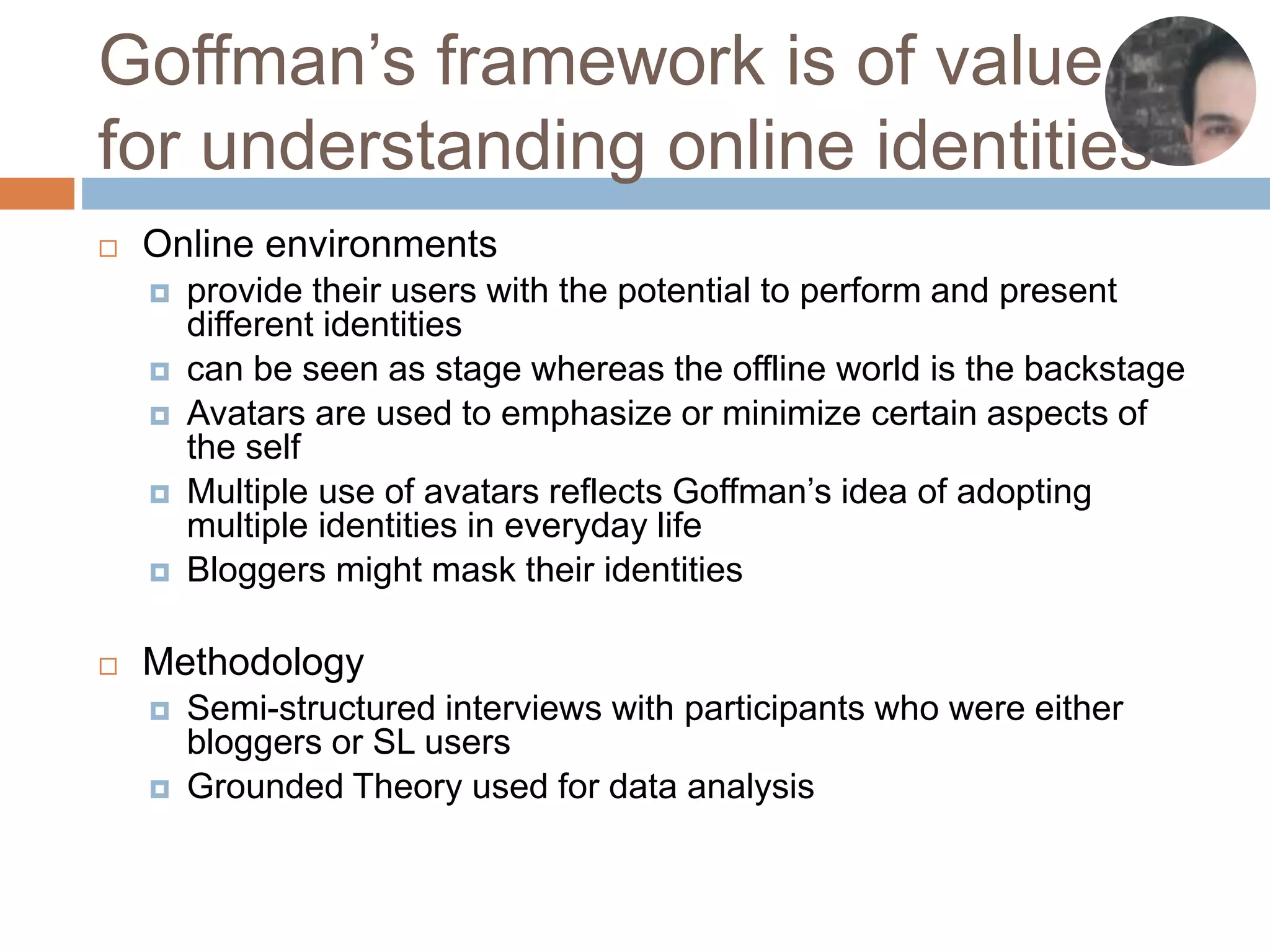 Goffman and the online world | PPTX
