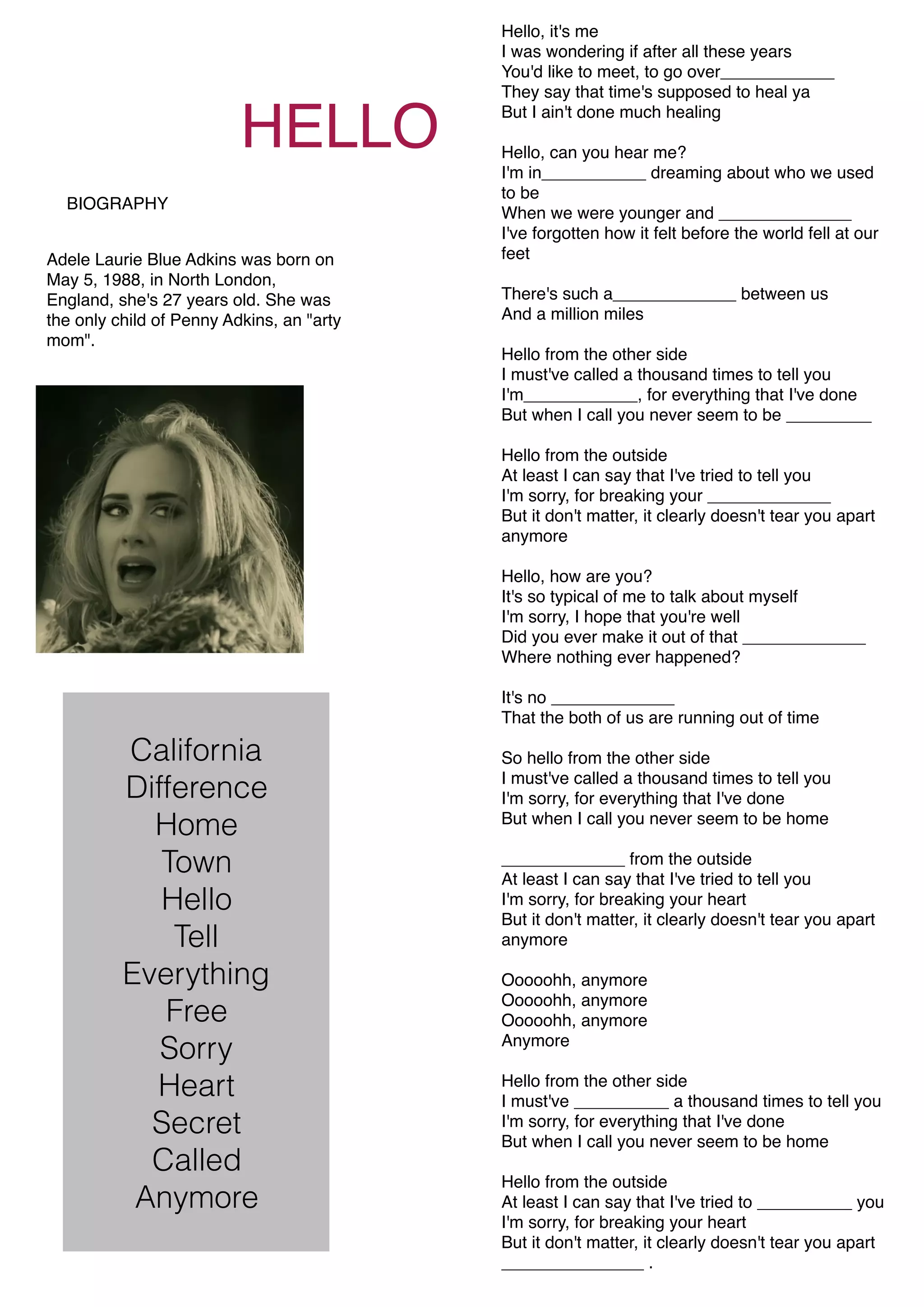 Hello Adele | PDF