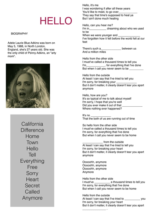 Hello Adele | PDF