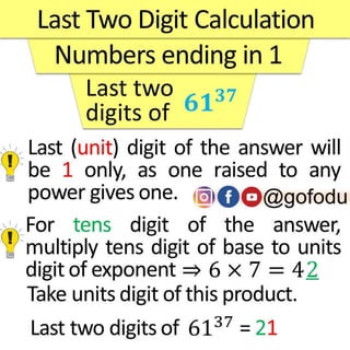 Last Two Digit Calculation of a number | PPTX