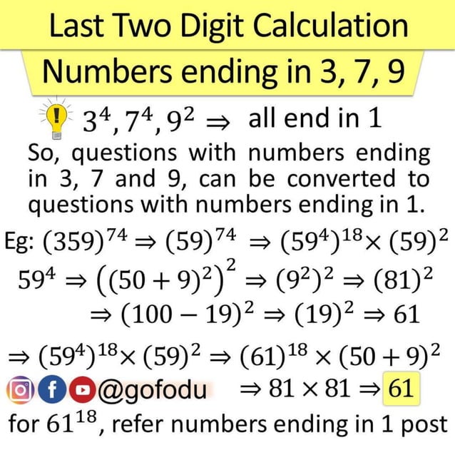 Last Two Digit Calculation of a number | PPTX