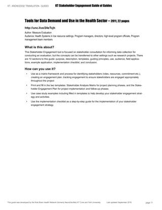 Stakeholder Engagement Guide of Guides ACCESSIBLE2 | PDF