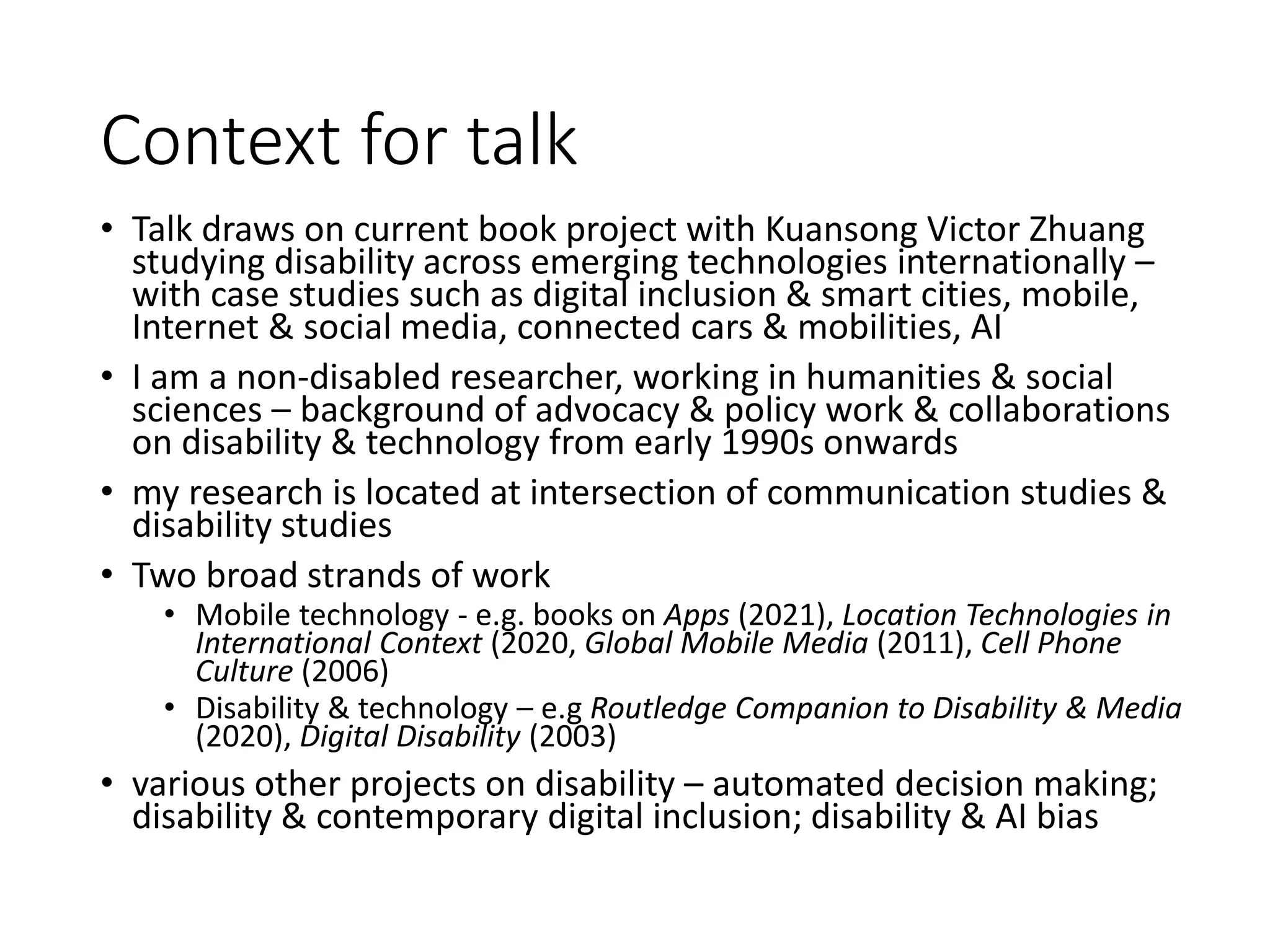 Disability, Emerging Tech & Inclusive Design at the Crossroads | PPTX