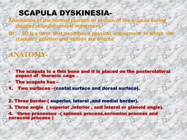 scapula dyskinesia slide share for the education | PPT