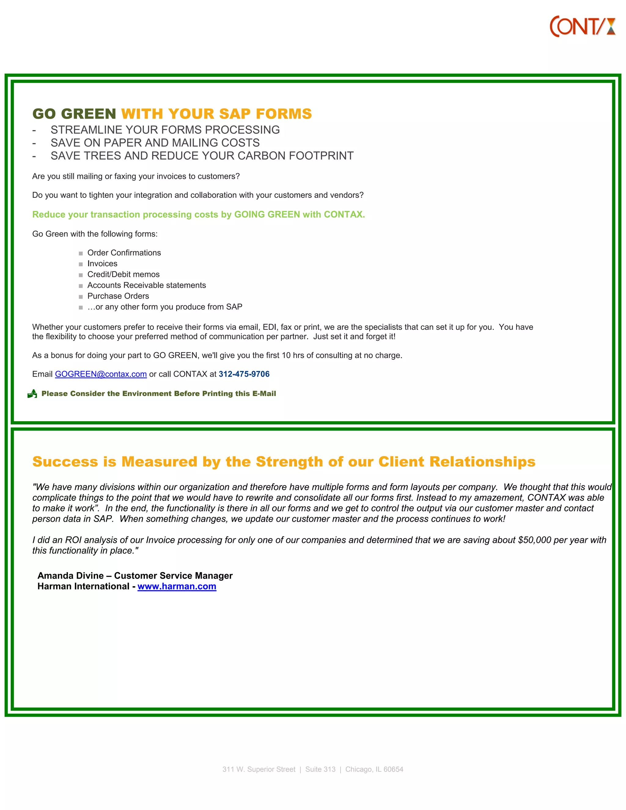 GO GREEN With SAP output | PDF