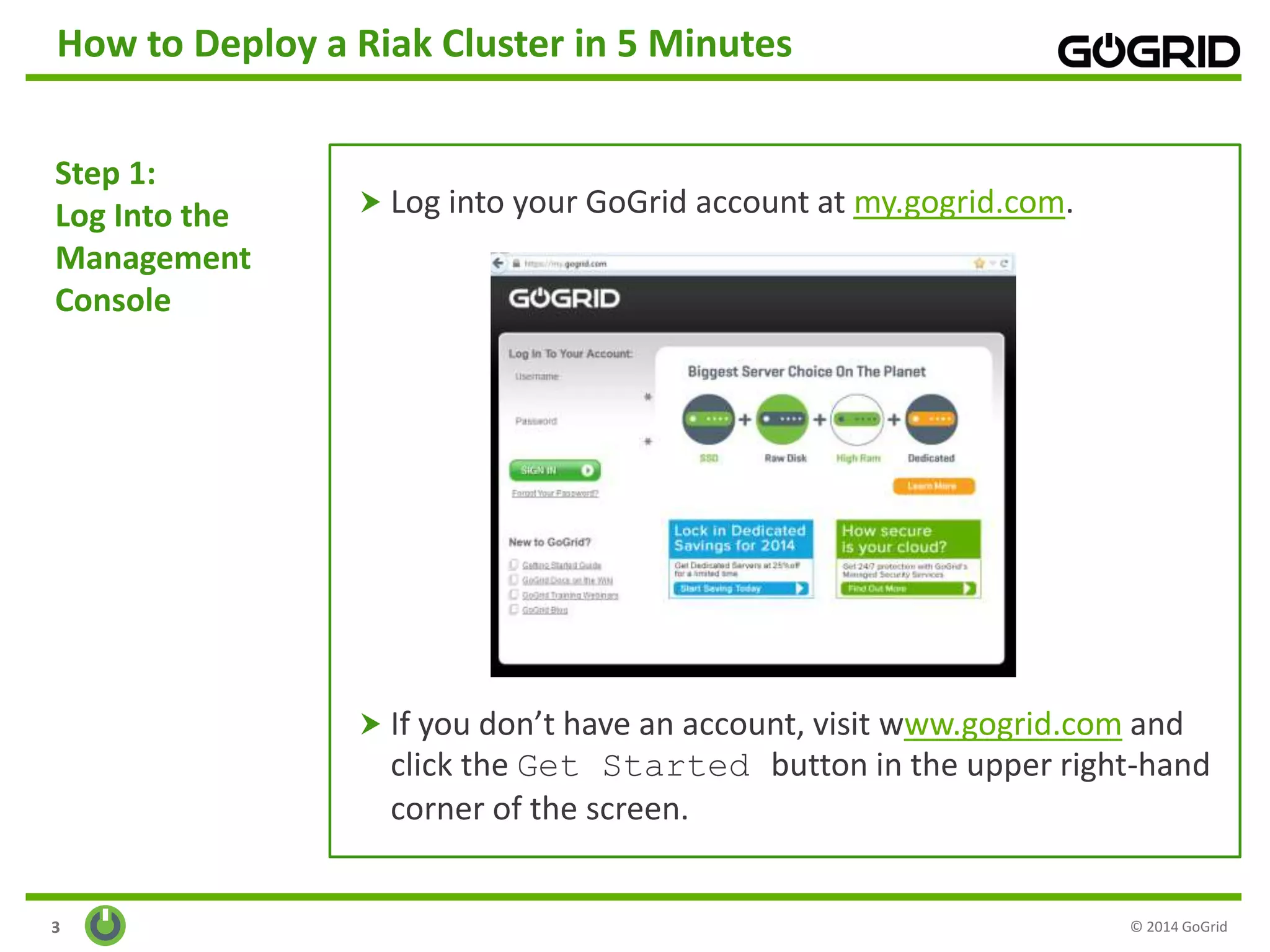 How-To Deploy a Riak Cluster in 5 Minutes on GoGrid | PPTX