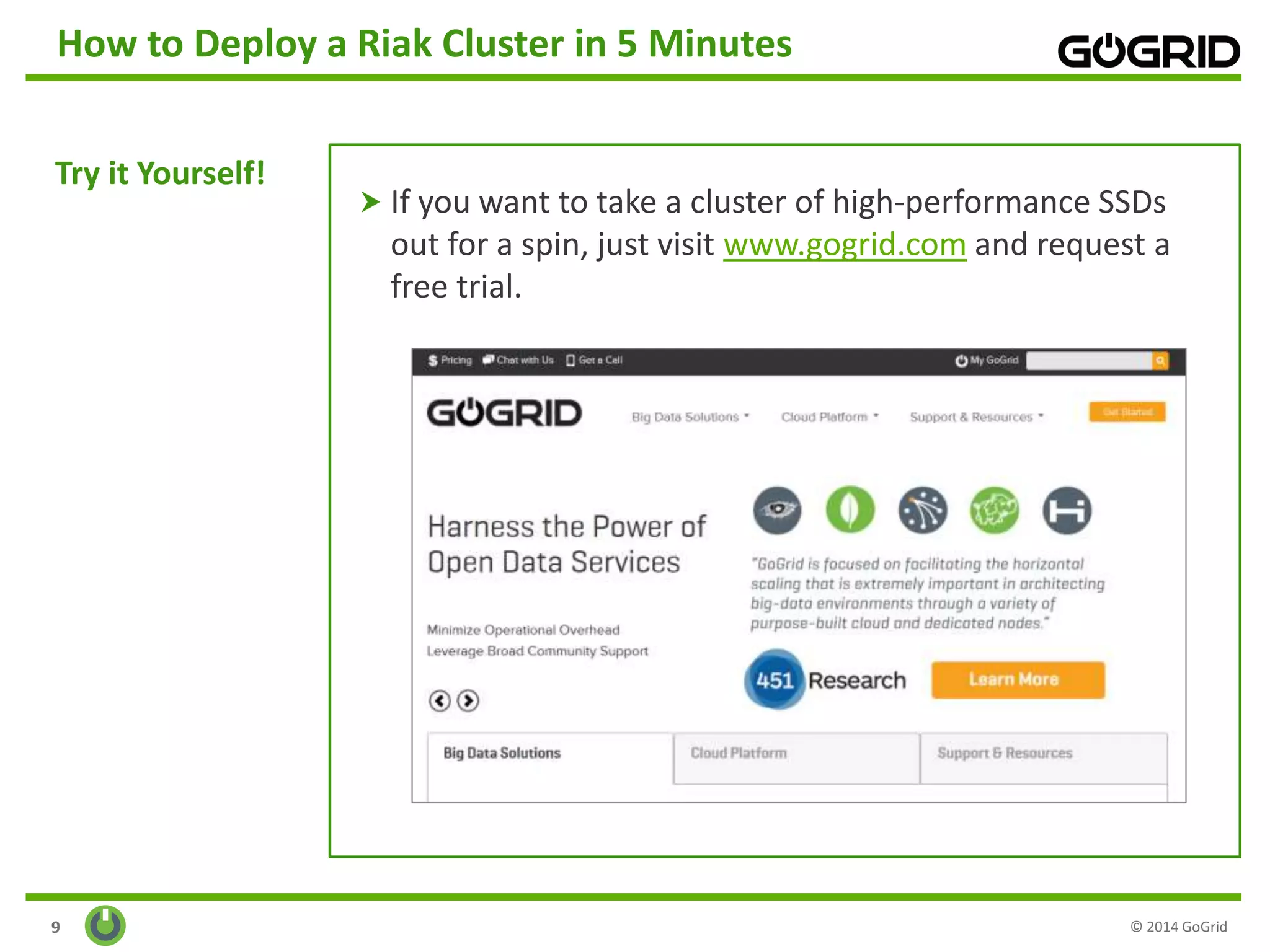 How-To Deploy a Riak Cluster in 5 Minutes on GoGrid | PPTX