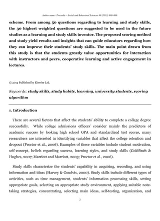 Statistical Scoring Algorithm for Learning and Study Skills | PDF