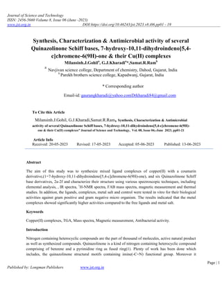 Synthesis, Characterization & Antimicrobial activity of several Quinazolinone Schiff bases | PDF ...