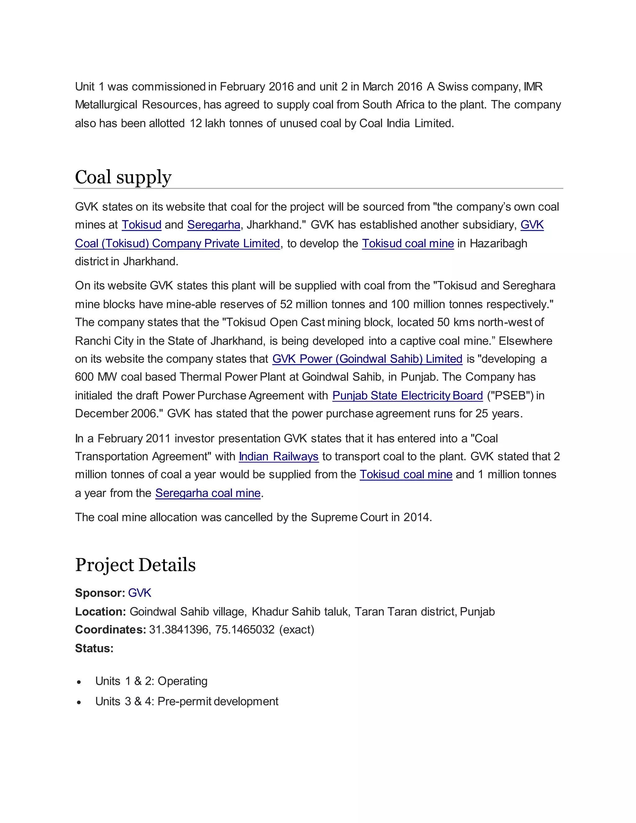 Goindwal sahib thermal power plant | DOCX
