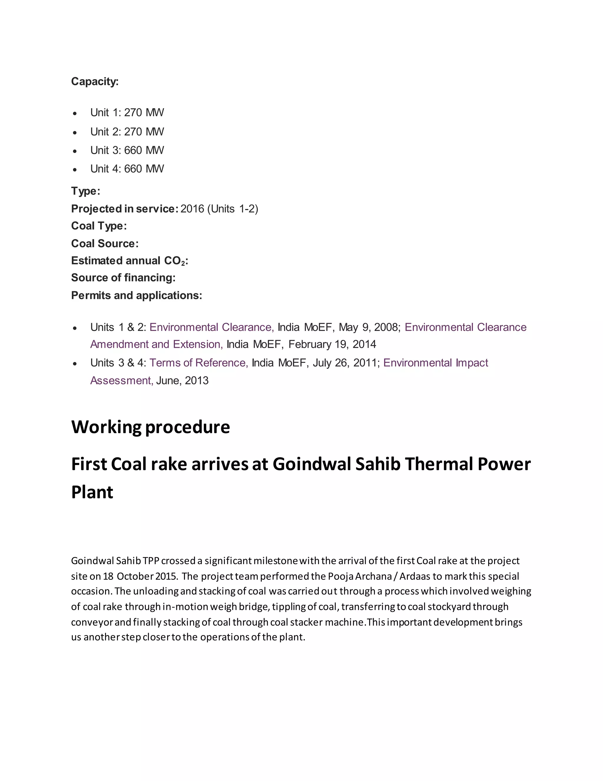 Goindwal sahib thermal power plant | DOCX