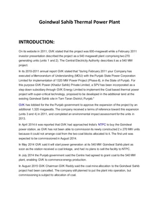 Goindwal sahib thermal power plant | DOCX