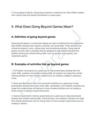 Going Beyond Games: How to Help Your Child at Preschool | PDF