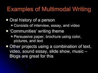 Going Multimodal in the Writing Classroom | PPT | Education