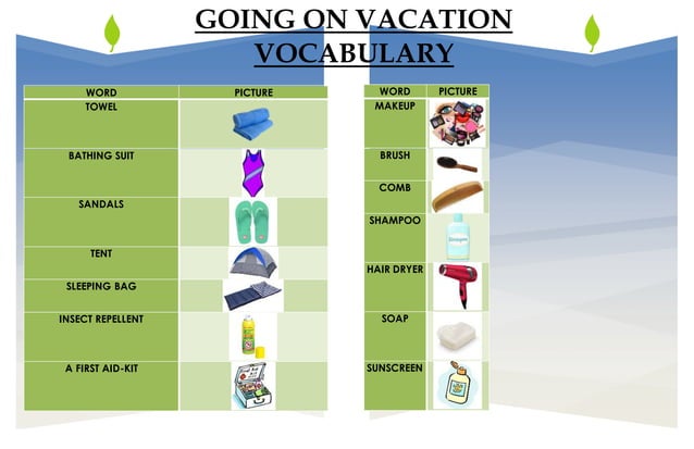 Going On Vacation / Vocabulary | DOCX