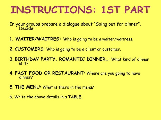Going Out For Dinner | PPT