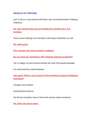 Going to an interview (script) | PDF