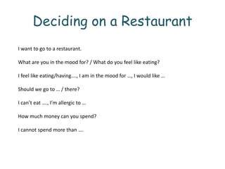 Going to a restaurant | PPT