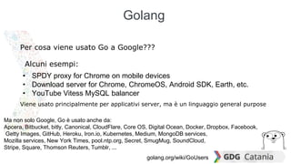 Golang Introduzione | PPTX | Programming Languages | Computing