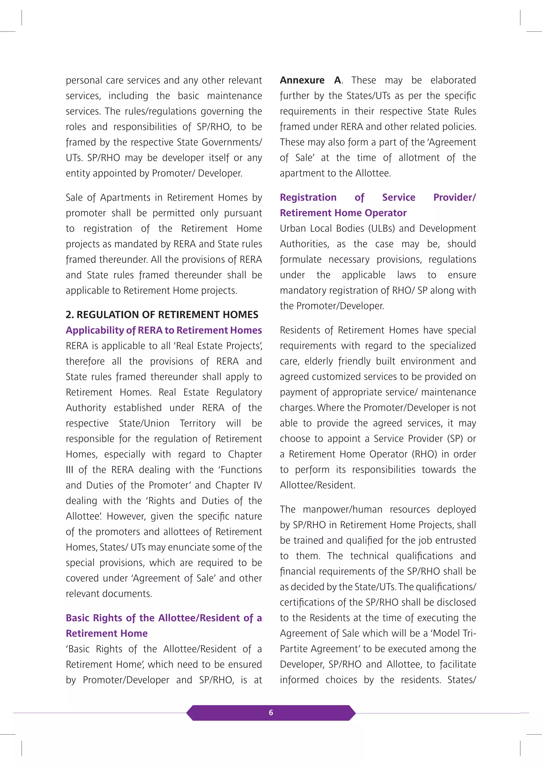 Model Guidelines for Development and Regulation of Retirement Homes | PDF