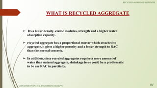 RECYCLED AGGREGATE CONCRETE / SLIDE SHARE / PPTX | PPTX