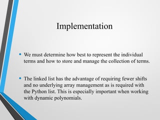 Polynomial Manipulation in DATA STRUCTURE AND ANALYTICS PPT | PPTX