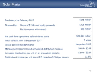 Golar LNG Partners Q4 2012 results presentation | PDF
