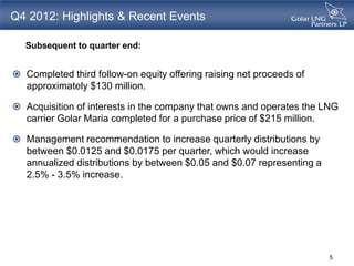 Golar LNG Partners Q4 2012 results presentation | PDF