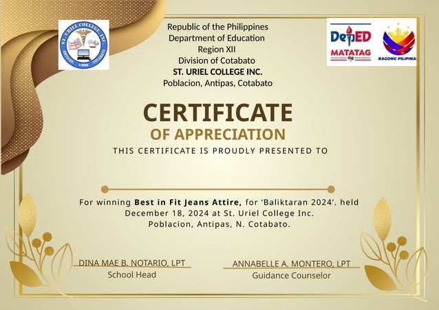 Gold and Brown Elegant Professional Certificate of Appreciation ...