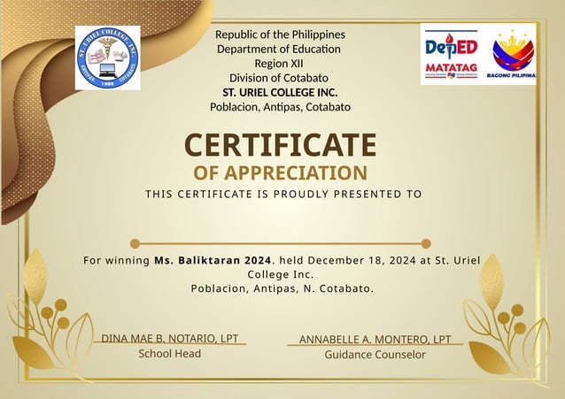 Gold and Brown Elegant Professional Certificate of Appreciation Certificate.pptx