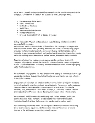 Netflix Public Relations Campaign Conclusion Assignment | DOCX