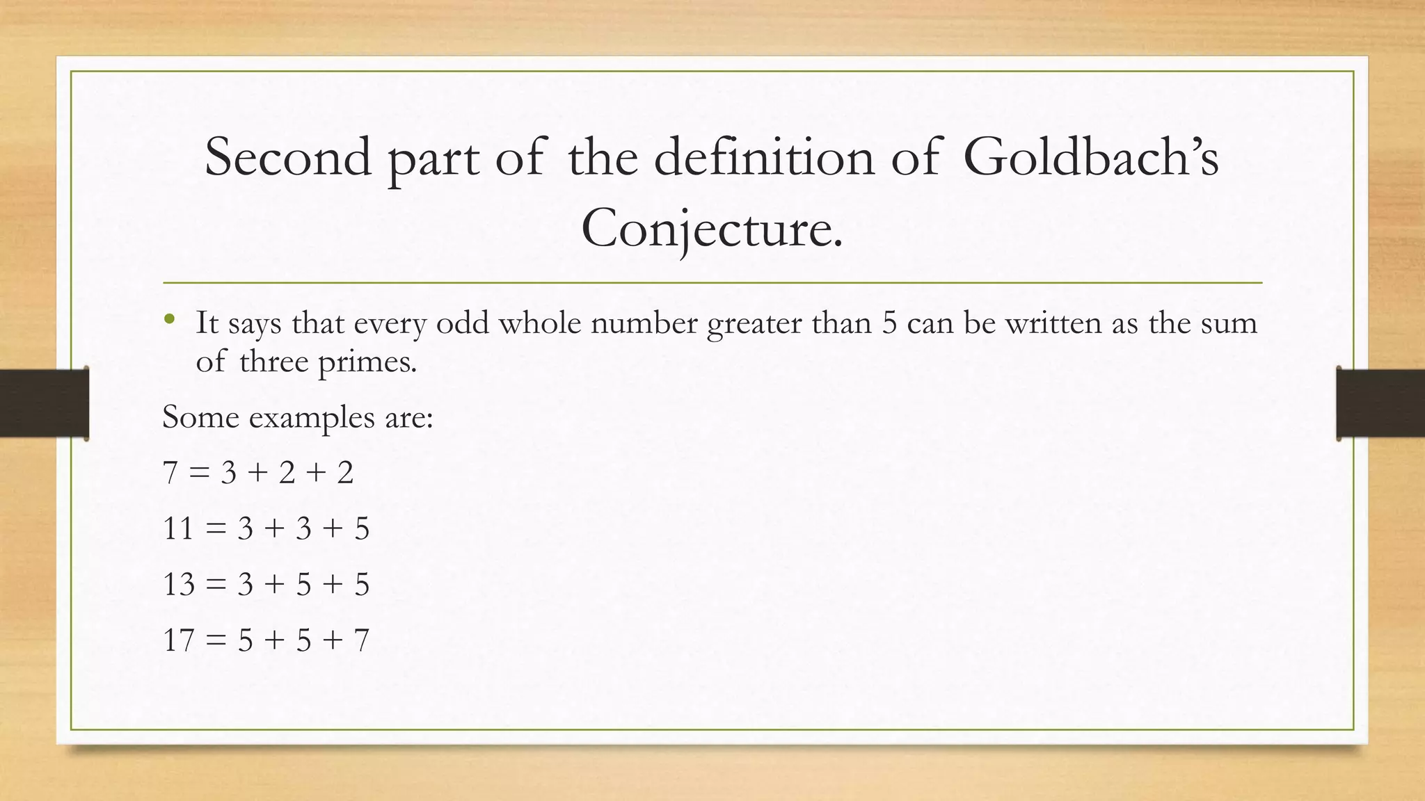 Goldbach’s conjecture | PPTX