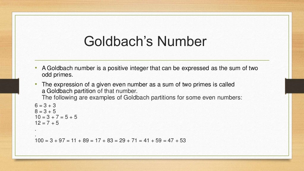 Goldbach’s conjecture